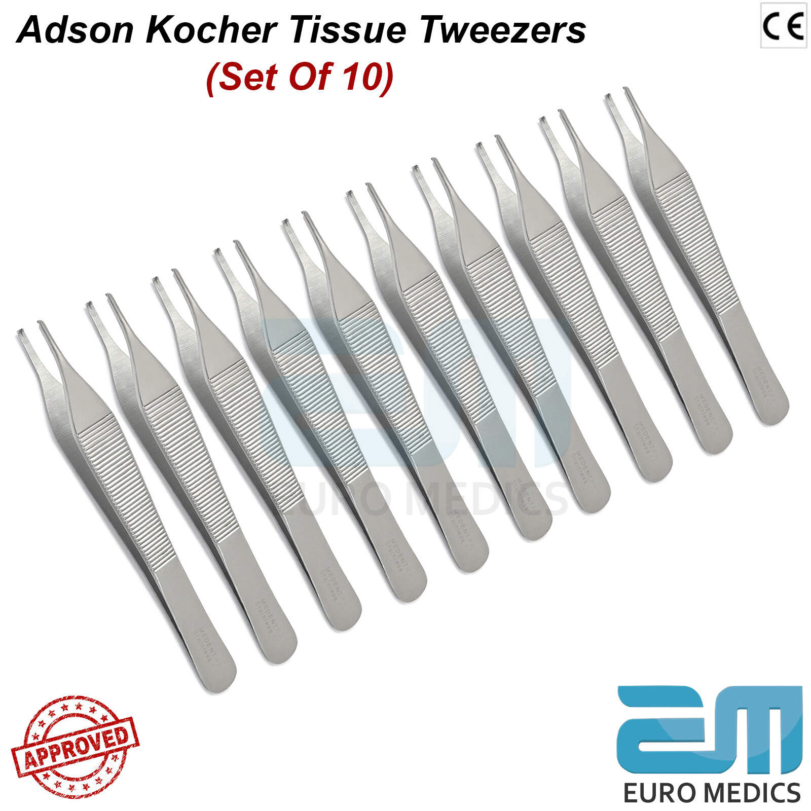X10 New Adson Kocher Tweezers 12cm Dressing Dental Toothed Tissue ...