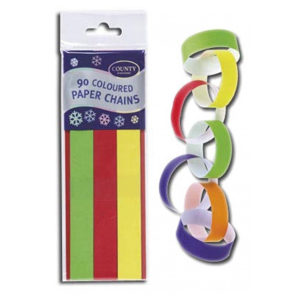 100, 20 80 Coloured Foil Printed Paper Chains Various size Christmas ...