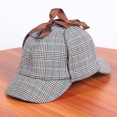 Gray Holmes Hats Pipe Props Hat Deerstalker Detective Sherlock Hats ...