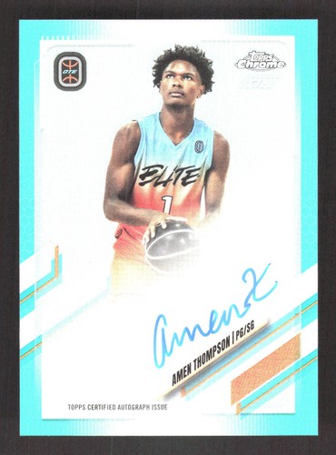 2021-22 Topps Chrome Overtime Elite Amen Thompson Chrome Autographs ...