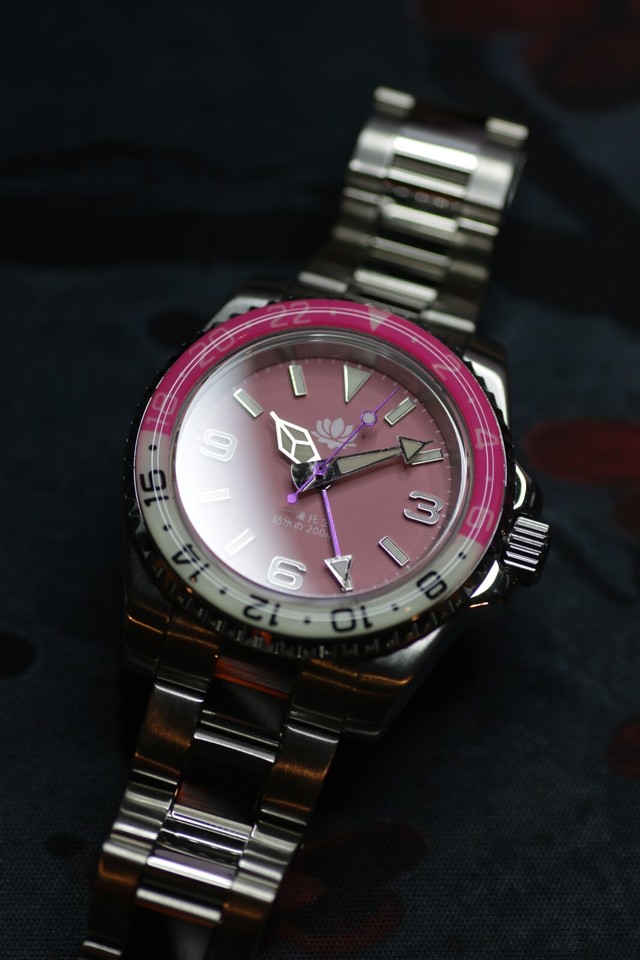 40mm Pink Lotus Sub GMT Custom NH34 Mod (NH34 Movement) | eBay
