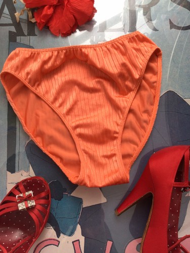 Vintage Second Skin beautiful orange Satin bikini pan… - Gem