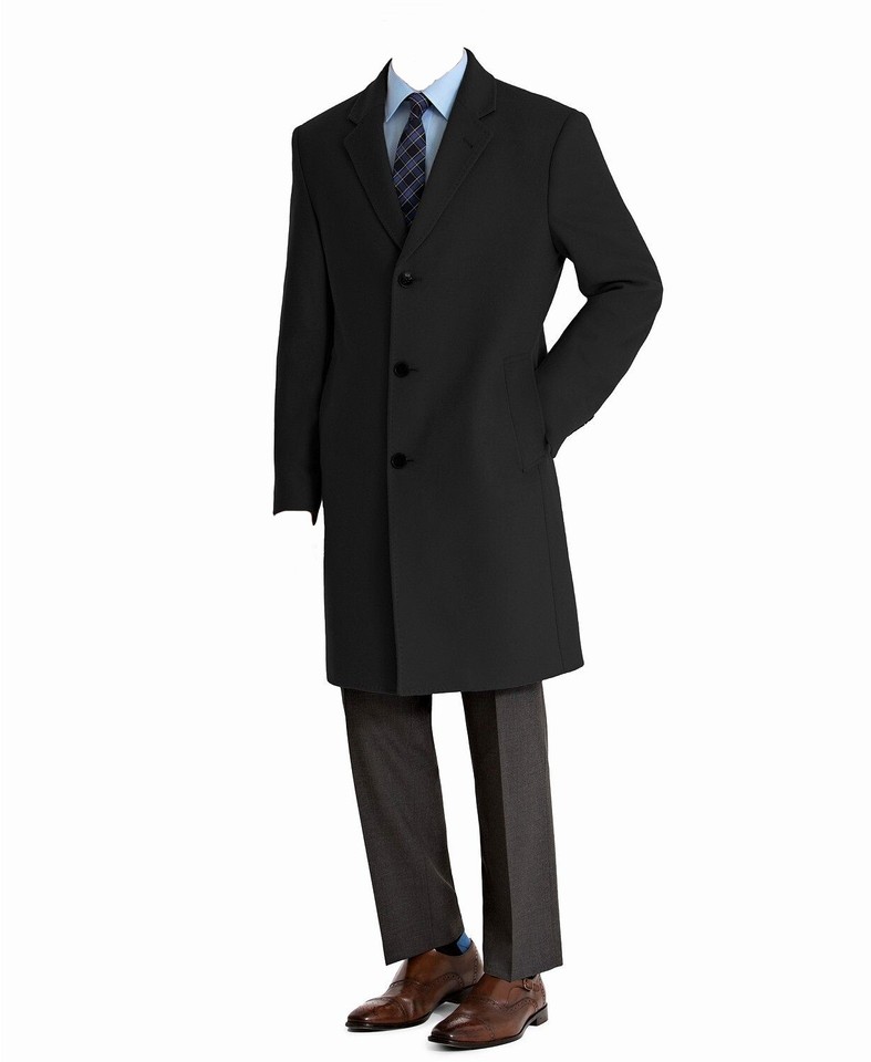 Ralph Lauren Mens Black Loring Wool Cashmere Overcoat Jacket Size 40R ...