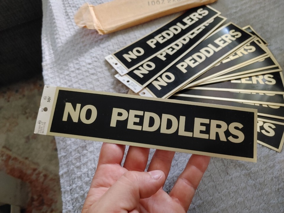 Vintage Thin Aluminum NO PEDDLERS sign, 8x2 Inches, NOS | eBay