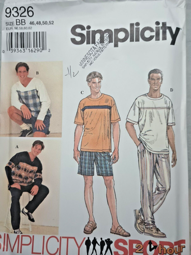 Simplicity 9326 Mens Top & Pull on Pants Size 46-52 Pattern Envelope ...