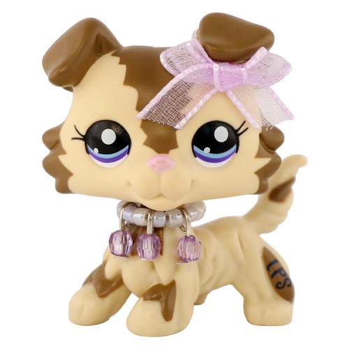 Mini Pet Shop LPS Collie 2210 Stripe Tan and Brown Purple Eyes with ...