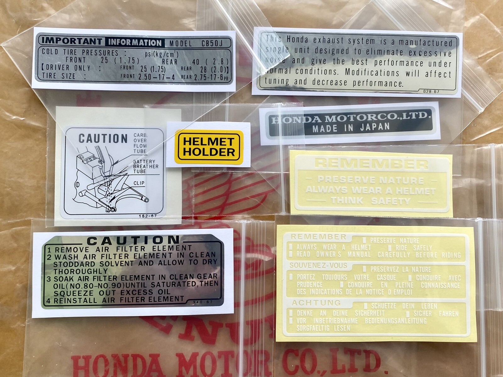 HONDA CB50J DECAL STICKER MARK CAUTION SET | eBay