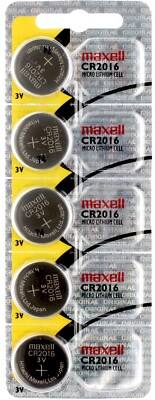 5 x MAXELL CR2016 Battery 3V lithium coin cell 2016 batteries. Made in ...