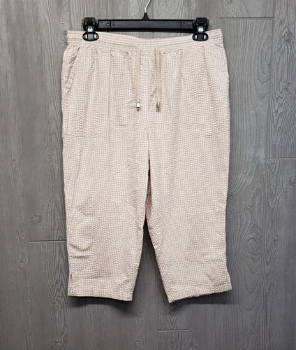 Westbound Pants Womens Petite Large Capri Seersucker Pull On Drawstring 33x19 | eBay