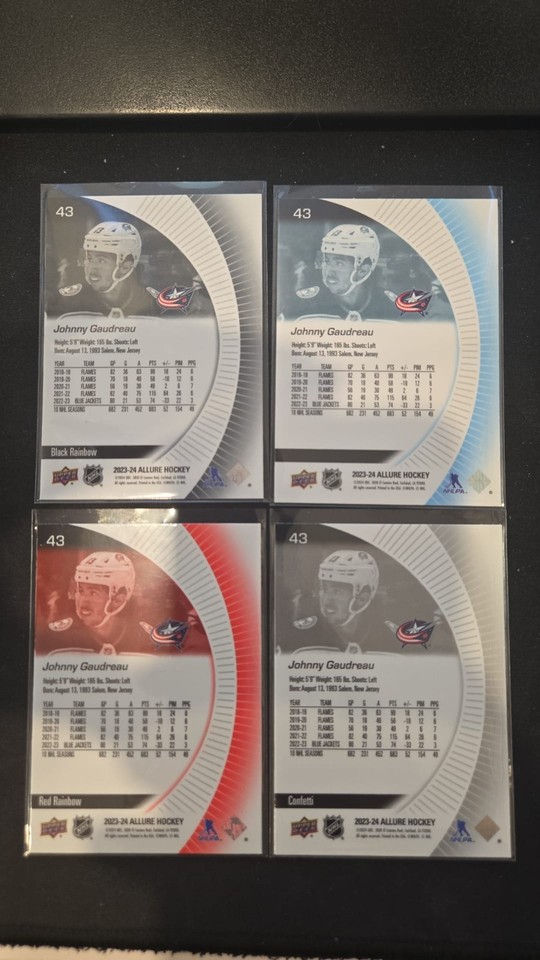 2023-24 UD ALLURE JOHNNY GAUDREAU COLUMBUS BLUE JACK #43 LOT VARIANTS ...