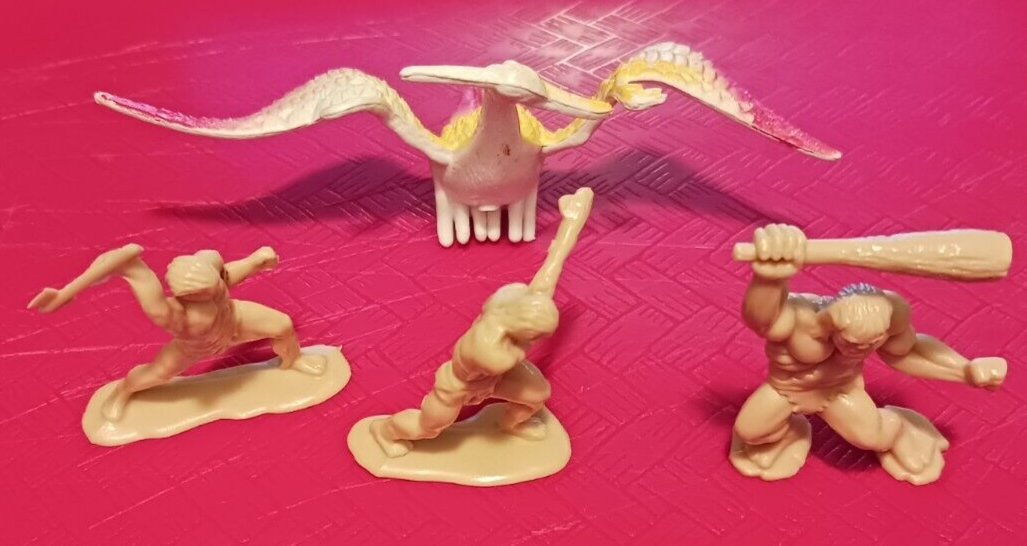 Lot 3 Plastic Cavemen Figures & Pterodactyl | eBay
