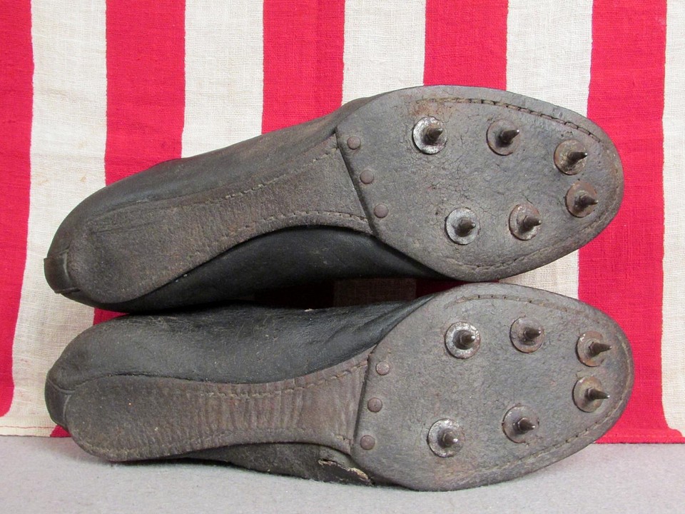 Vintage 1940s Riddell Black Leather Track Shoes Spikes Sz9 Track ...