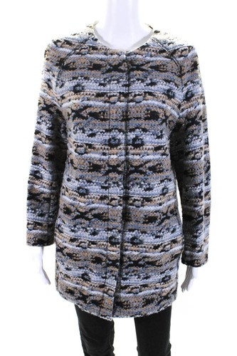 BASLER Womens Knit Round Neck Button Up Longline Cardigan Sweater Blue ...