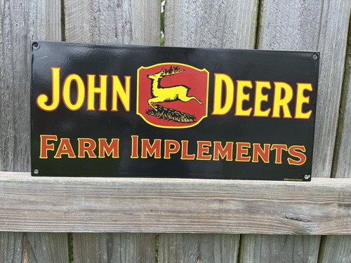 PORCELAIN DEALER SIGN JOHN DEERE FARM IMPLEMENTS VERIBRITE SIGNS ...