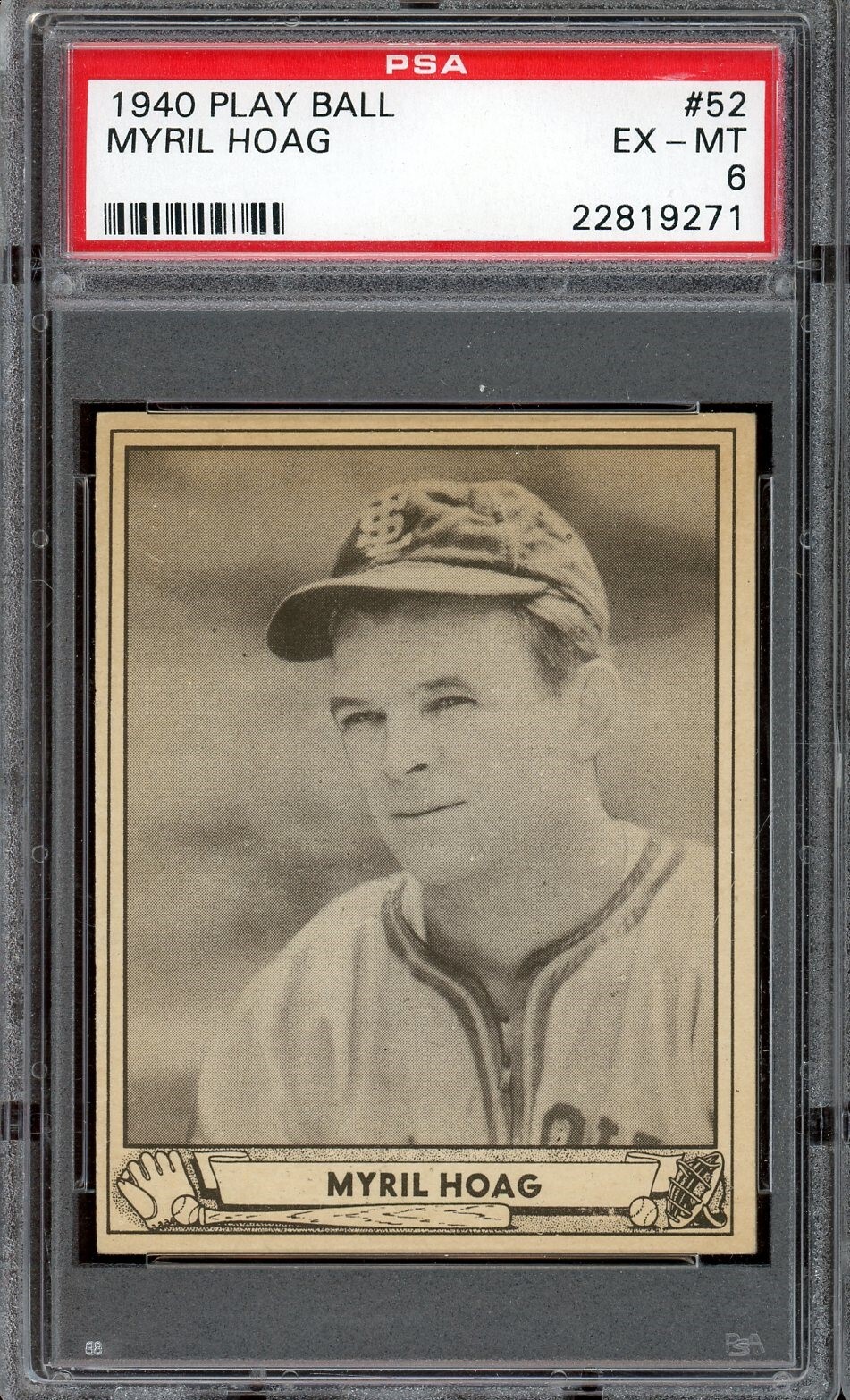 1940 Play Ball Baseball #52 Myril Hoag PSA 6 *d2 | eBay