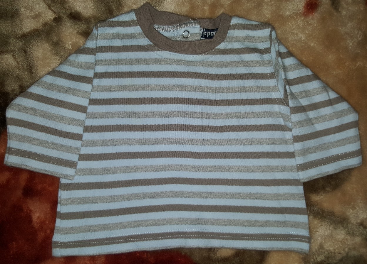 BABY BOYS Sz 000 brown & blue PAPOOSE striped long sleeve top CUTE ...
