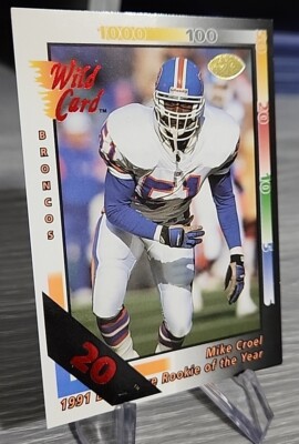 MIKE CROEL 1992 Wild Card 20 Stripe #241 Denver Broncos 1991 Rookie Of ...