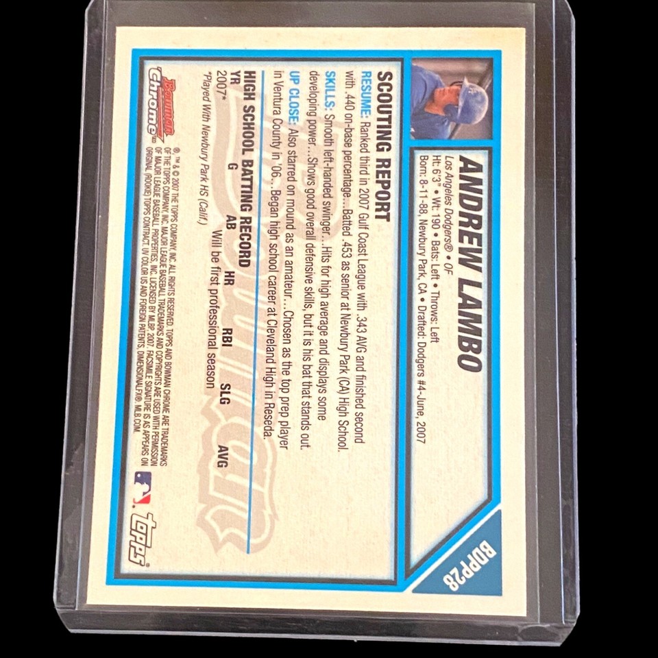2007 Bowman Chrome Draft Draft Picks Dodgers Baseball Card #BDPP28 ...