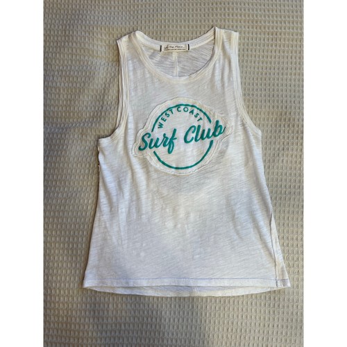 Free People “West Coast Surf Club” White Graphic Tank W/ Keyhole Back ...
