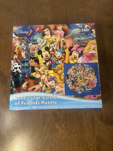 Disney Circle of Friends 150 Piece Lenticular Jigsaw Puzzle 18" Round ...
