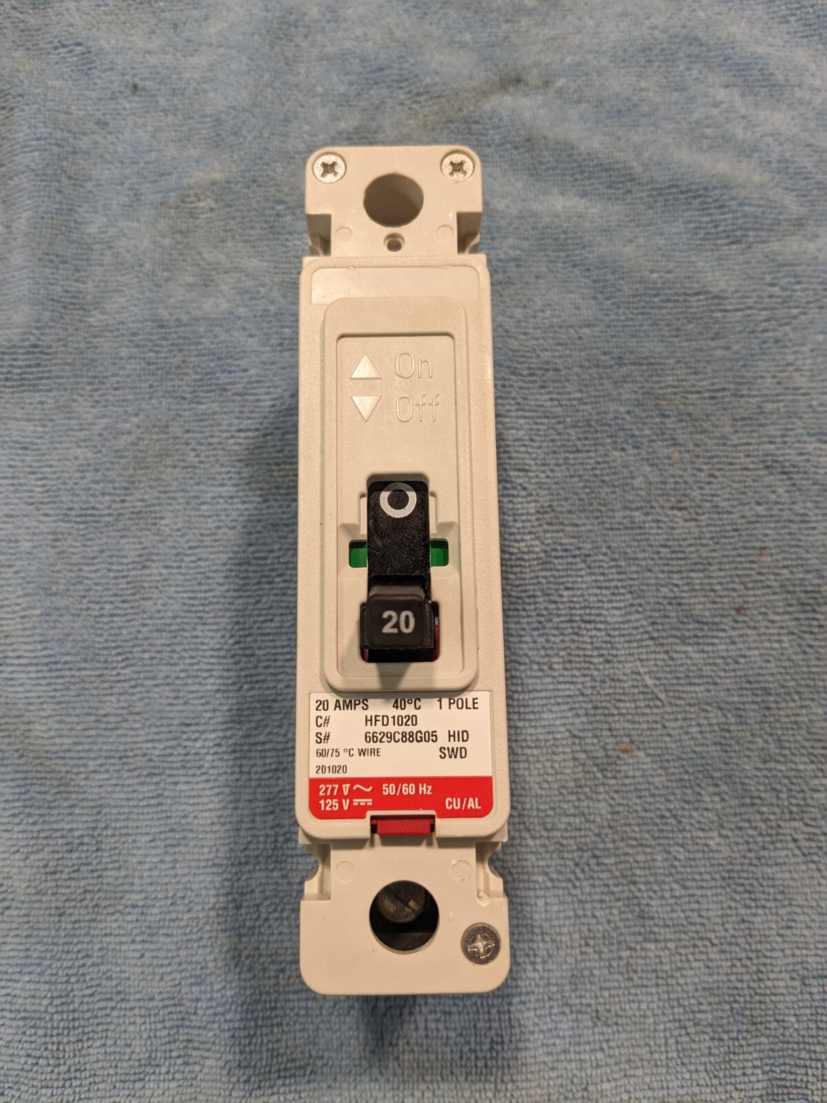 Eaton HFD1020 1 Pole 20 Amp 277 Vac 65K Circuit Breaker | eBay