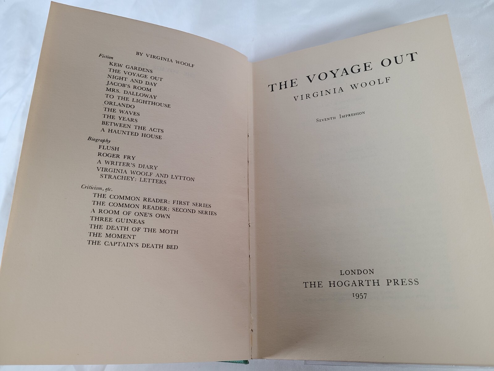 THE VOYAGE OUT by Virginia Woolf - HCDJ 1st/7th 1957 - Hogarth ...