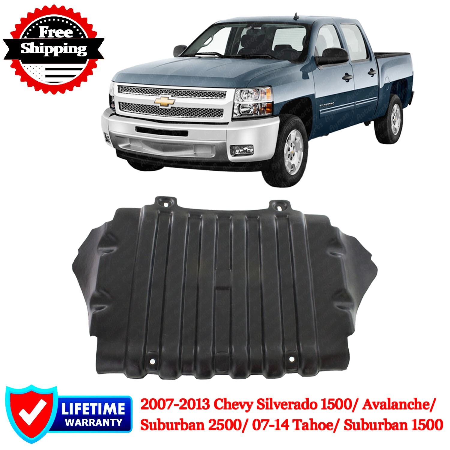 For 2007-2013 Chevrolet Silverado 1500 Lower Front Engine Splash Shield ...