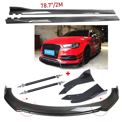 Carbon Fiber Front Bumper Lips Rear Splitter Spoiler Universal For Audi ...