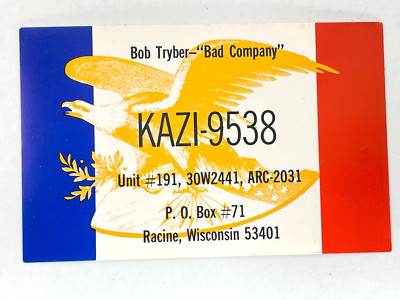 Vintage QSL Card Ham CB Amateur Radio Bob Tryber Bad Company KAZI-9538 ...