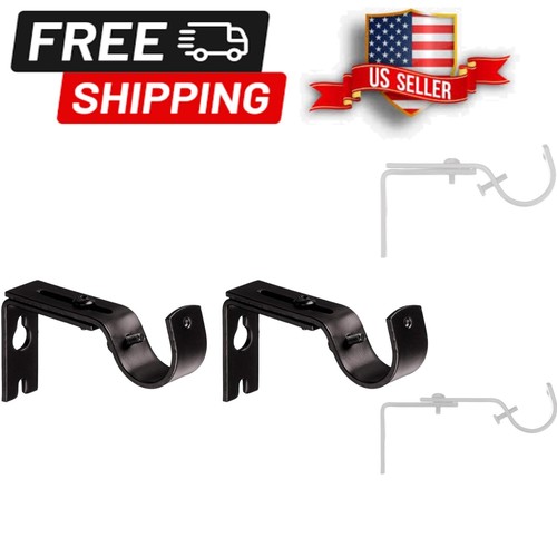 Sturdy Dark Bronze Wall Mount Curtain Rod Brackets - Adjustable Set of ...