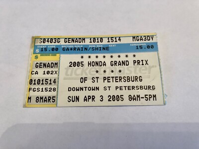 2005 Honda Grand Prix of St Petersburg Ticket Stub. Dan Wheldon winner ...