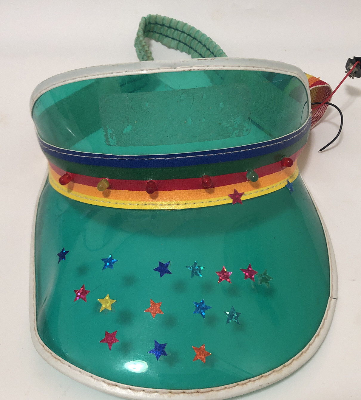 Vintage Rainbow Green Clear Plastic Visor with lights DOES NOT LIGHT UP ...