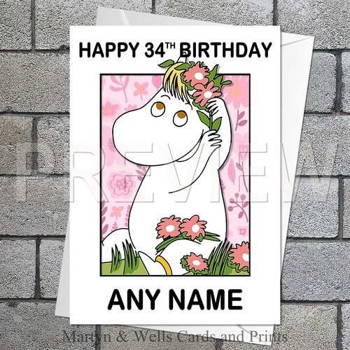 Moomin birthday card. 5x7 inches. Snork Maiden. Personalised card plus ...