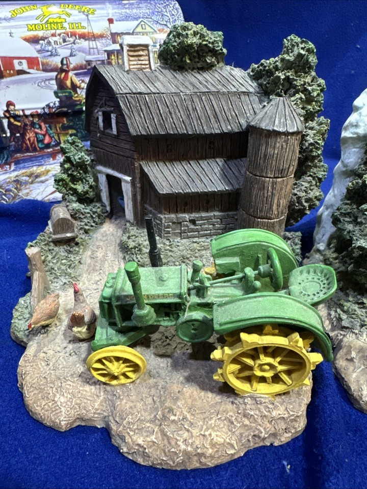 VTG RARE John Deere Bookends Licensed Farm Scene Tractor Barn 5". W 4. ...