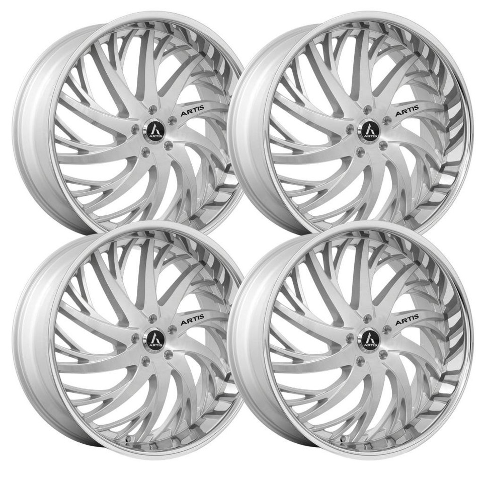 24 inch 24x9 Artis Decatur Silver Brushed wheels rims 5x112 +15 | eBay