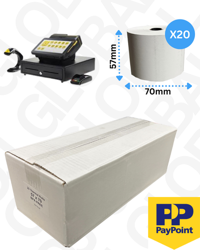 57 x 70mm Till Roll Thermal (Box Of 20) PayPoint Machine, BPA Free ...
