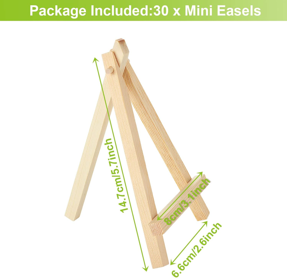 30 Pcs Mini Easel Stands, 15X8Cm Mini Wooden Easels for Display, Small ...