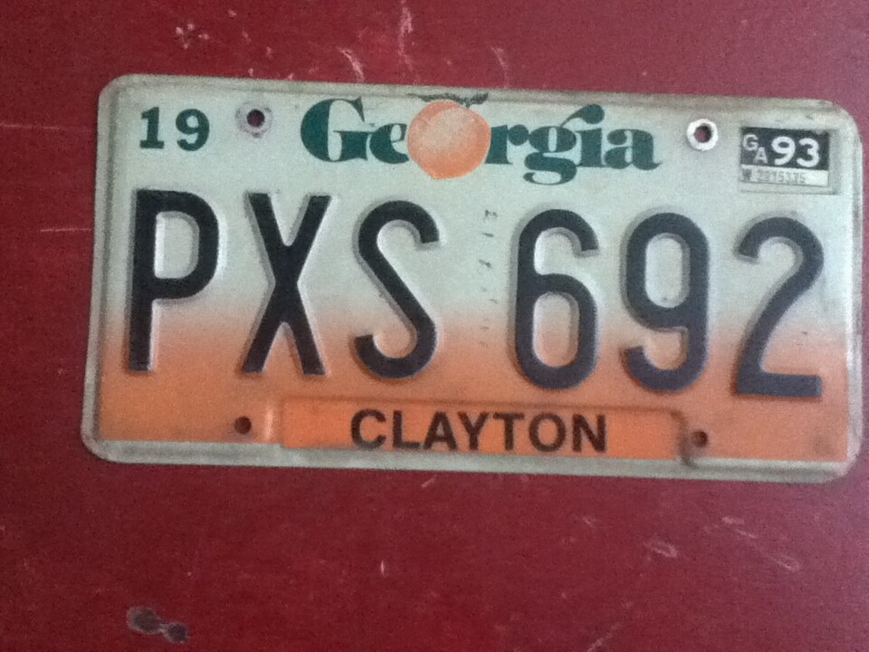 License Plate Vintage Tag PXS 692 1993 Georgia GA Peach Rustic USA | eBay