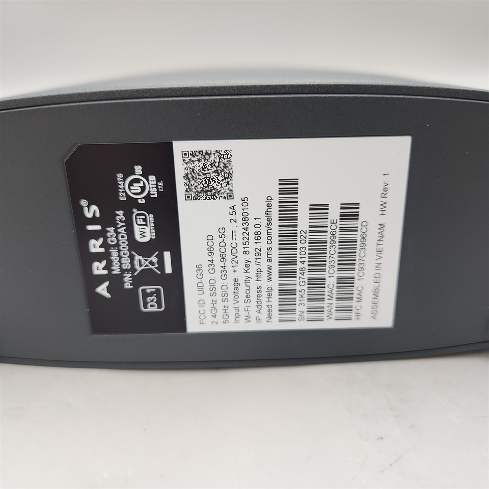 ARRIS Surfboard G34 DOCSIS 3.1 Gigabit Cable Modem & AX3000 Wi-Fi 6 ...