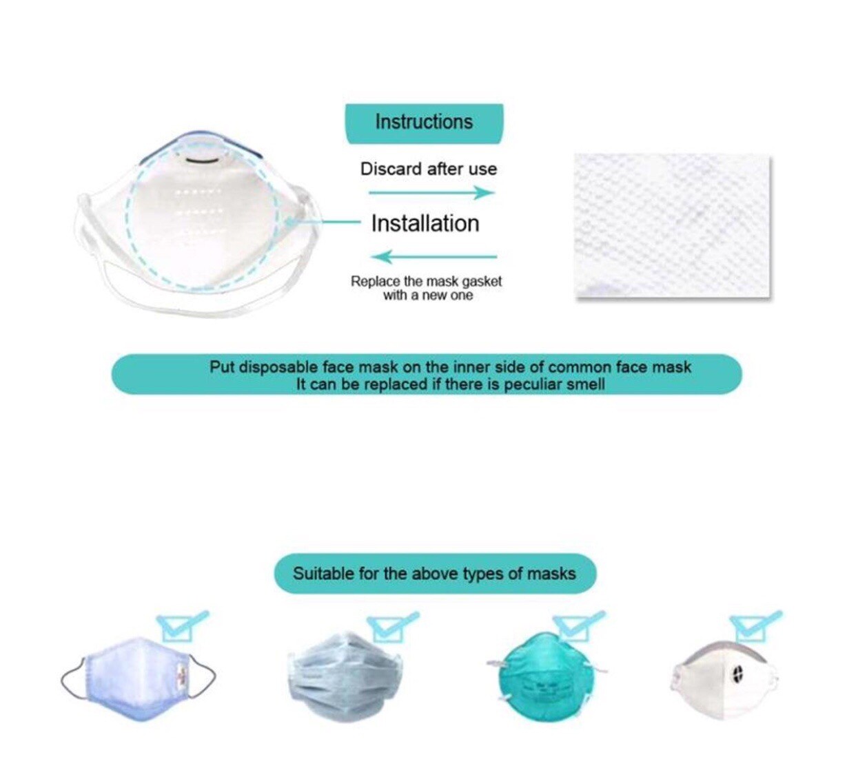 Face Mask Filter Replacement Pack Of 100 shipped From Texas | eBay