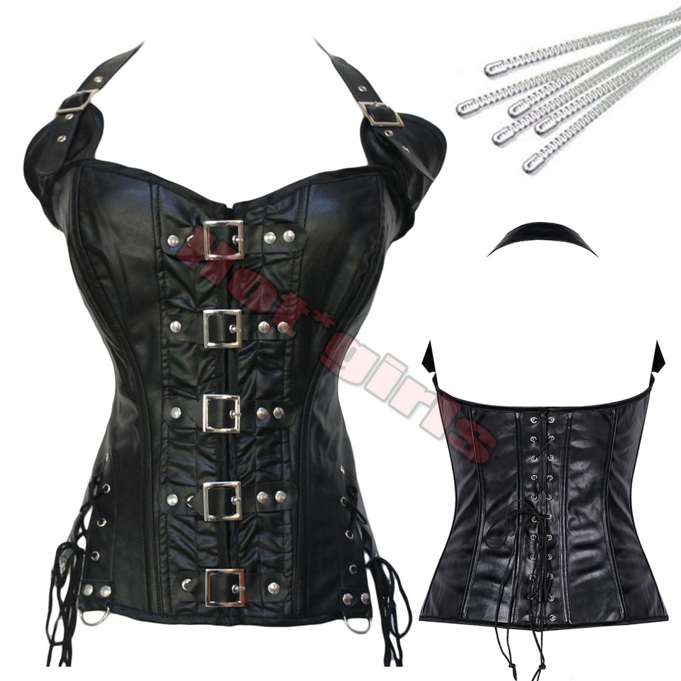 Sexy Boned Corset Basque Waist Trainer Steampunk Bustier Lace Up ...