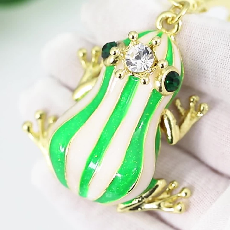 Cute Frog Pendant Key Chain Women White Zircon Stone Keychain Rose Gold ...