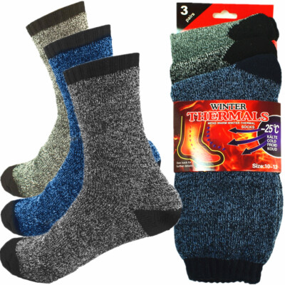 Mens 9 Pairs Winter Thermal Heated Super Warm Socks Heavy Duty Boots ...