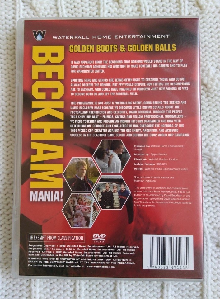 BECKHAM MANIA! GOLDEN BOOTS AND GOLDEN BALLS – DVD, R-2, LIKE NEW, FREE ...