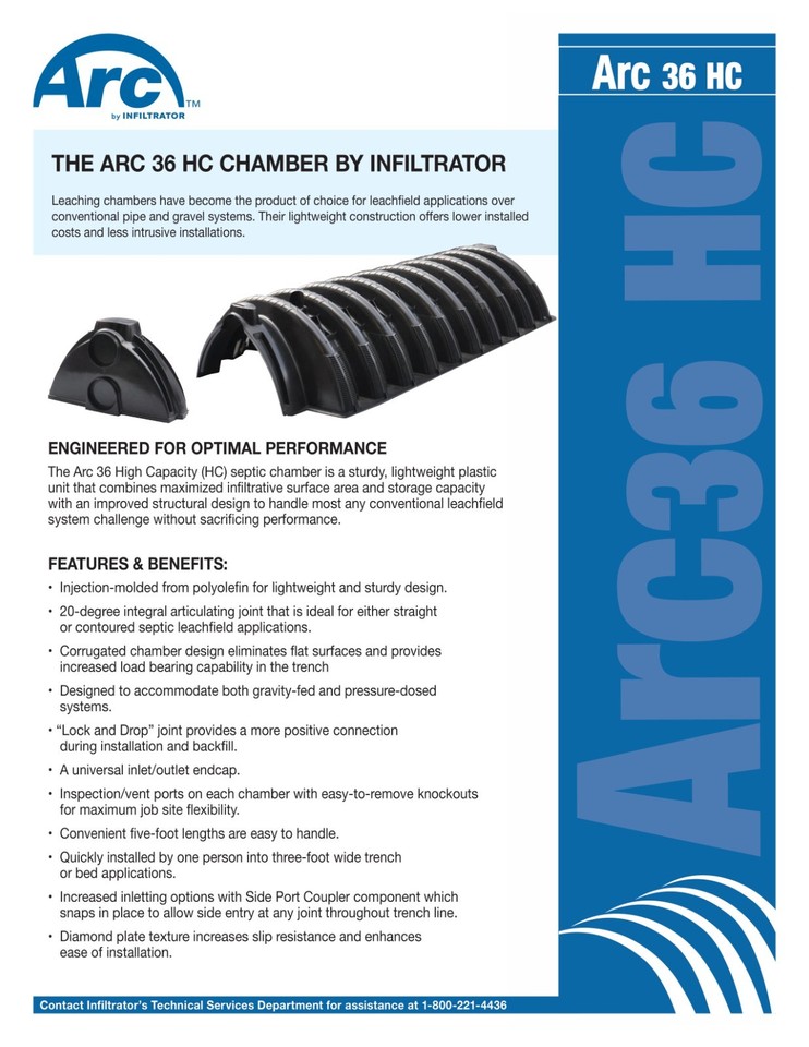 Infiltrator Arc 36 High Capacity 5 Ft. Leachfield Chamber Septic Tank ...