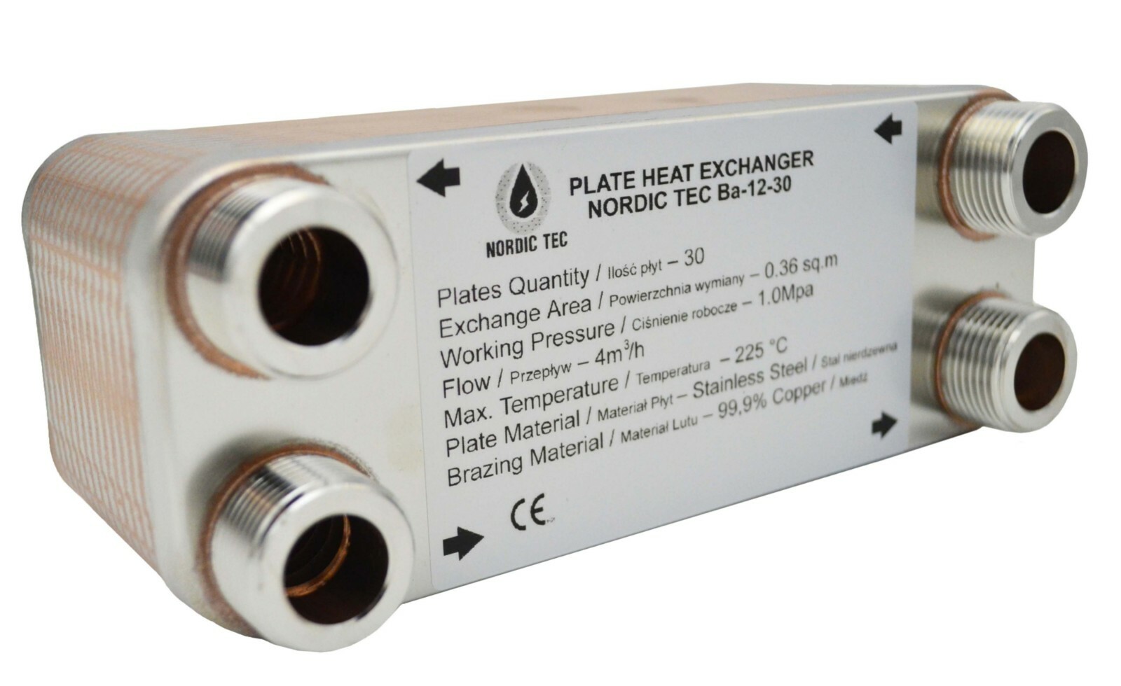 NORDIC TEC Plate Heat Exchanger Ba-12 25-100kW OPTIONAL Brackets set ...