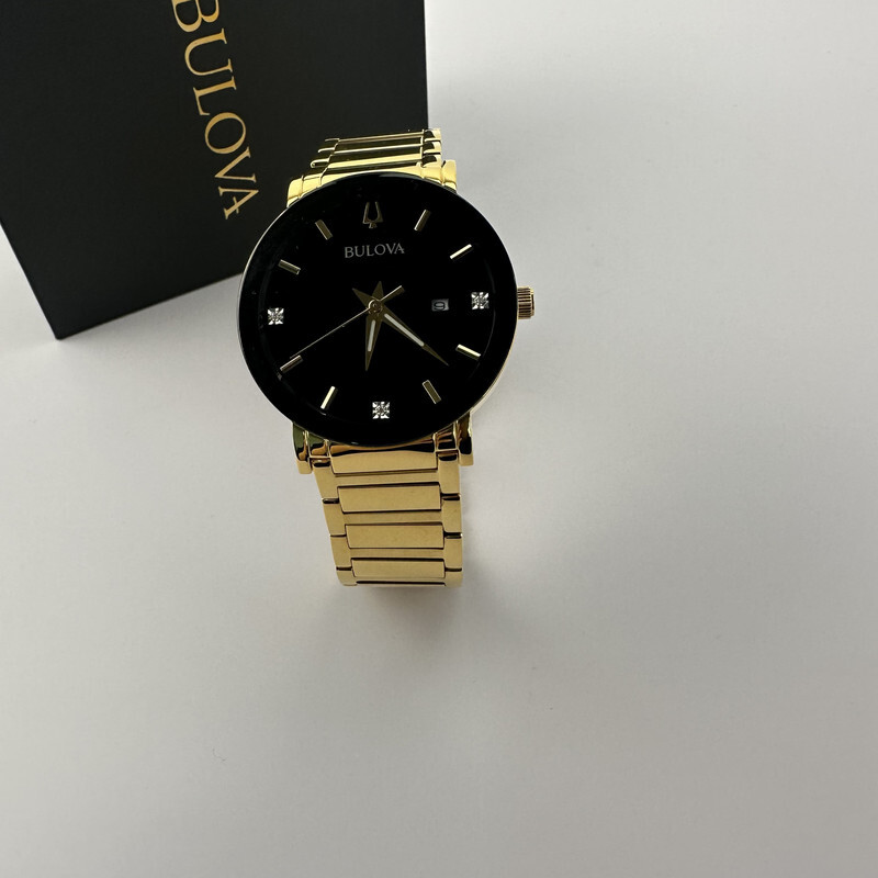 NEW Bulova Futuro 42mm Black Dial Gold Bracelet Men's 3-Hand Quartz ...