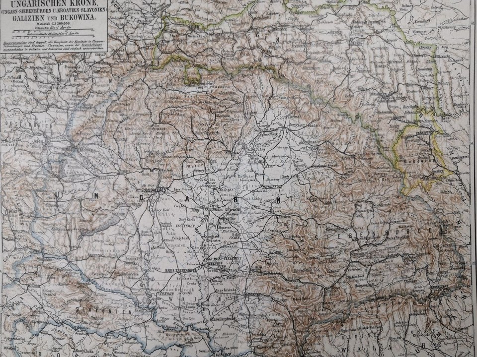 1880 Hungary Galicia Vintage Map Bukovina Czech Ukraine ORIG 11.5 x 9.5 ...