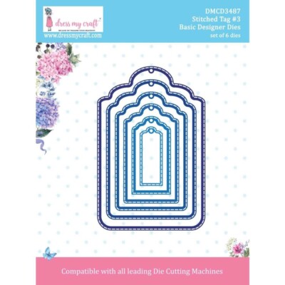 Dress my craft stitched tag #3 nesting die set 3487 | eBay