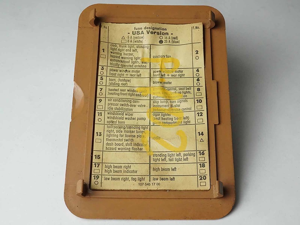 1973 - 1985 Mercedes Benz 450 Slc R 107 Fuse Box Trim Cover Panel Unit ...